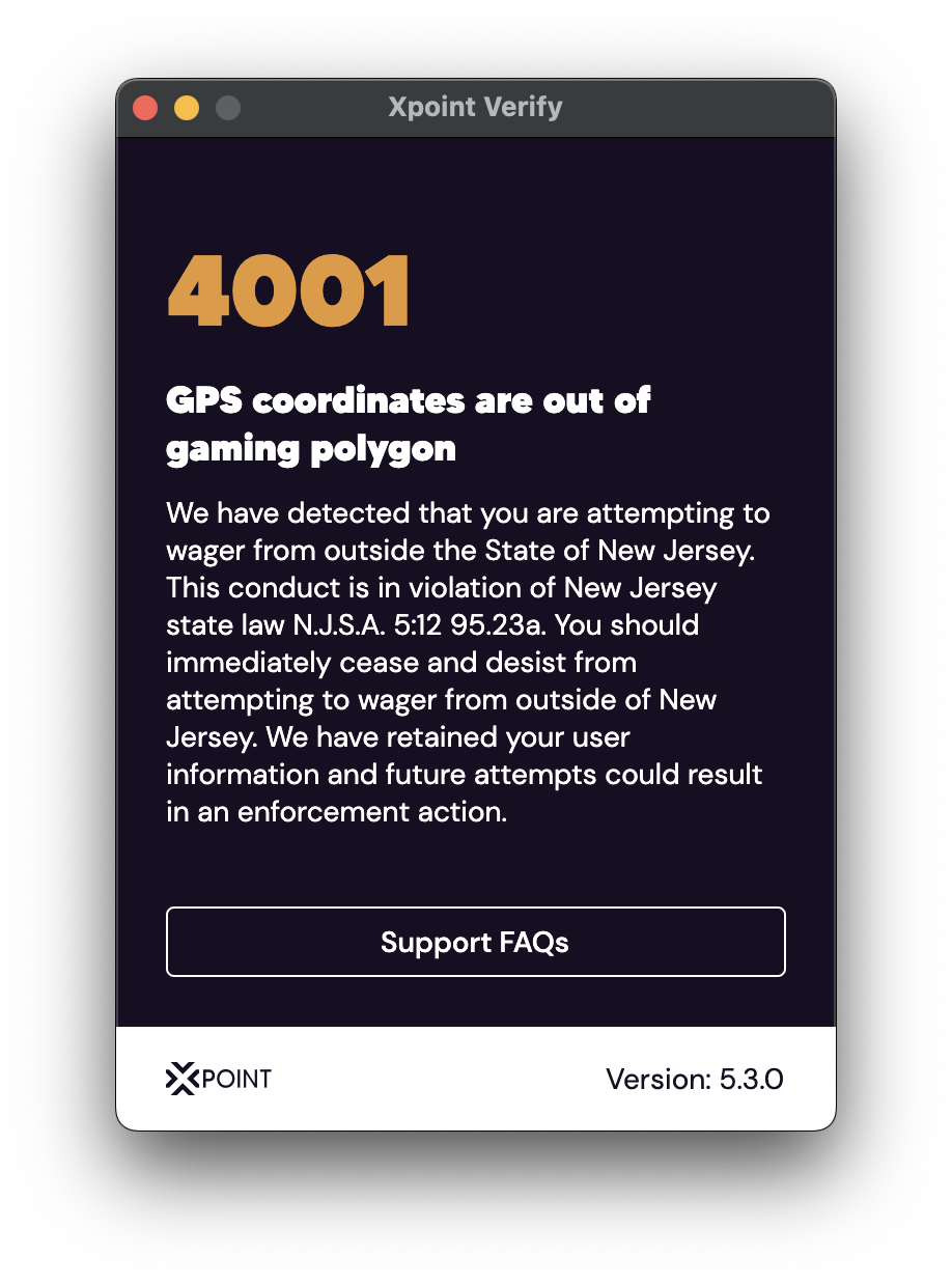 Error 4001: All Location Data Indicates User is Out of State – Xpoint ...